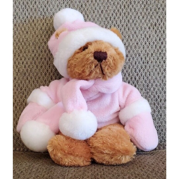 Plushland | Toys | Vintage 200 Pink White Brown Winter 8 Bear Stuffed ...